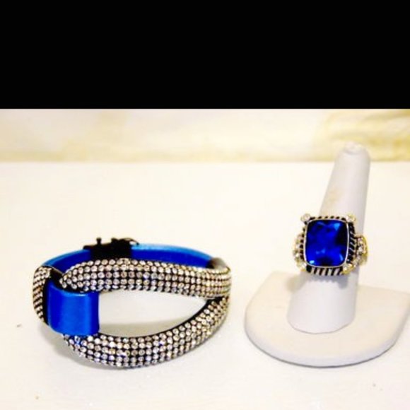 Joan Boyce | Jewelry | Joan Boyce Edgy Diva Blue Pave Crystal Cord ...